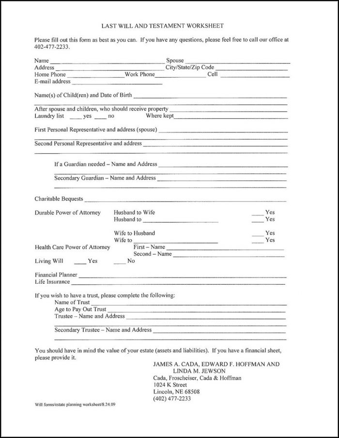 Printable Last Will And Testament Forms Ontario Printable Forms Free 