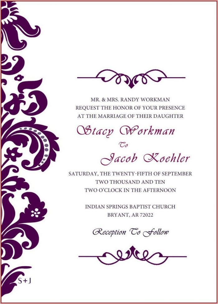 Formal Wedding Invitation Templates Template 1 Resume Examples 