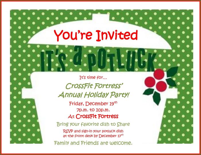 Christmas Potluck Invitation Template Template 1 Resume Examples 