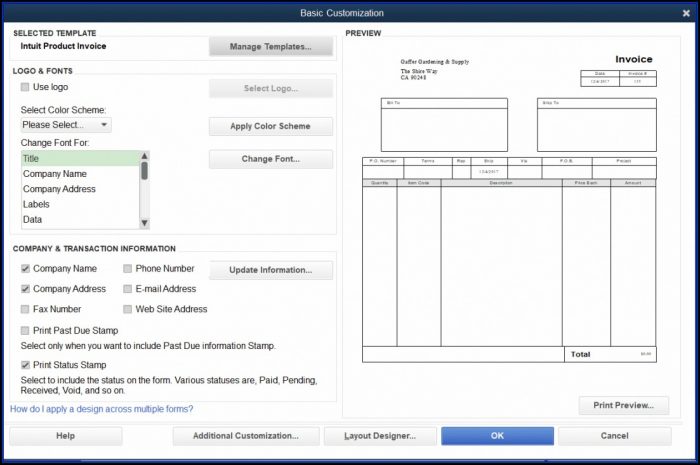 Quickbooks Online Custom Invoice Templates Template 1 Resume 